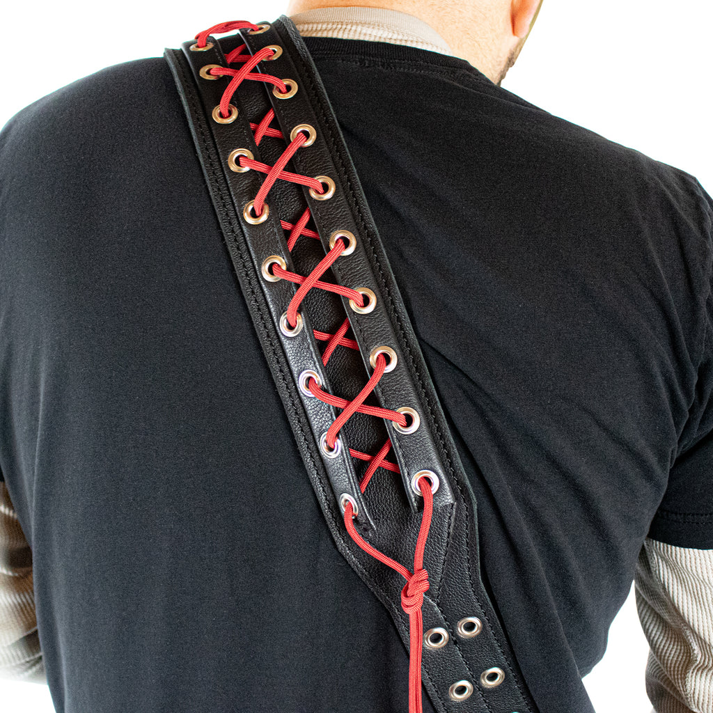 Sawtooth Red Lace 3” Wide Leather Guitar Strap Hand Crafted in the U.S ...